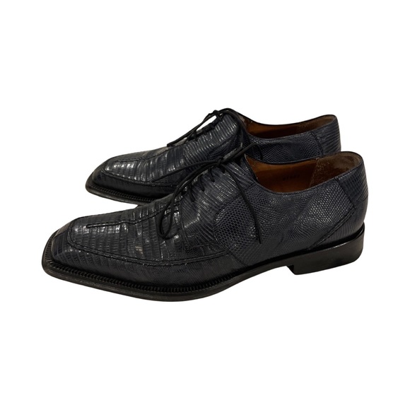 Mezlan | Shoes | Mezlan Lizard Skin Navy Blue Dress Shoes Harrison Size ...